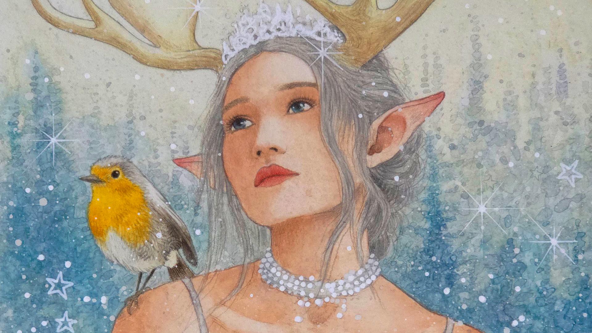 Crown of Winter Solstice - Watercolor and Mixed Media