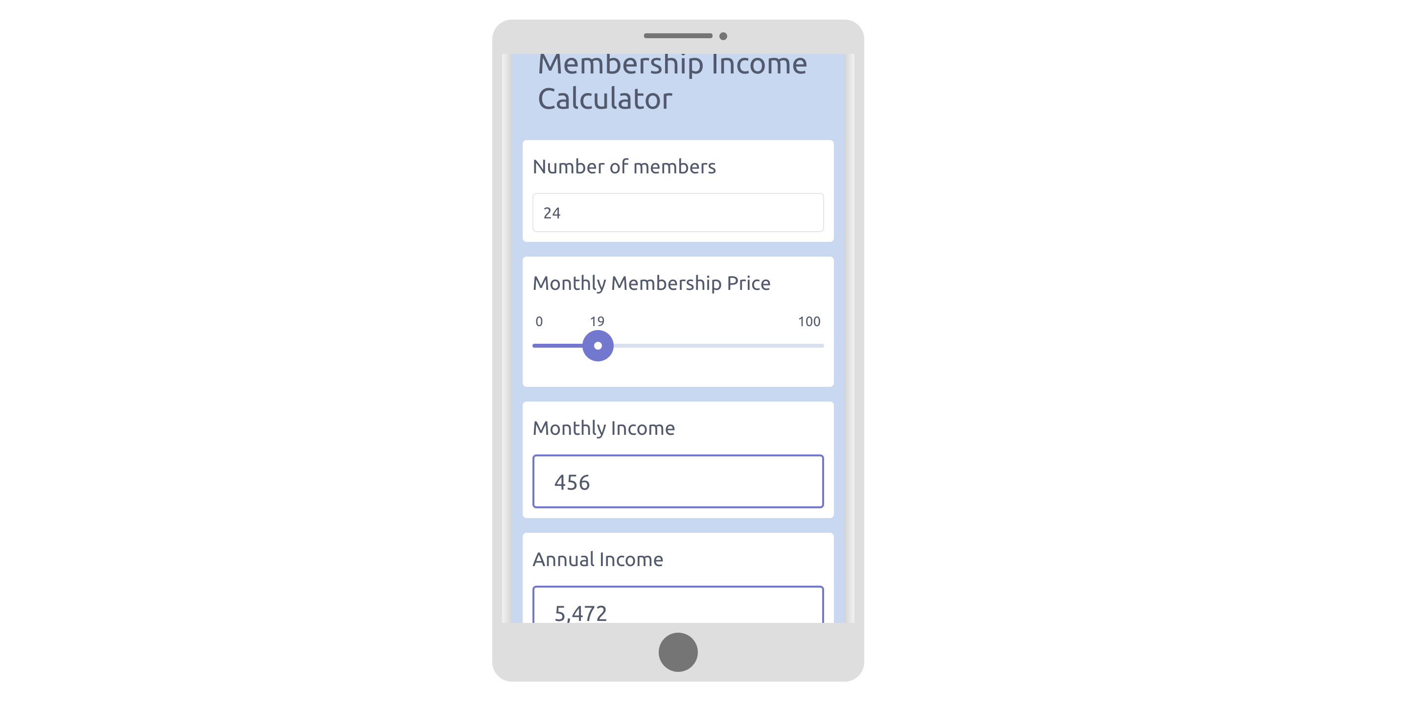 Membership Income Calculator - Claire