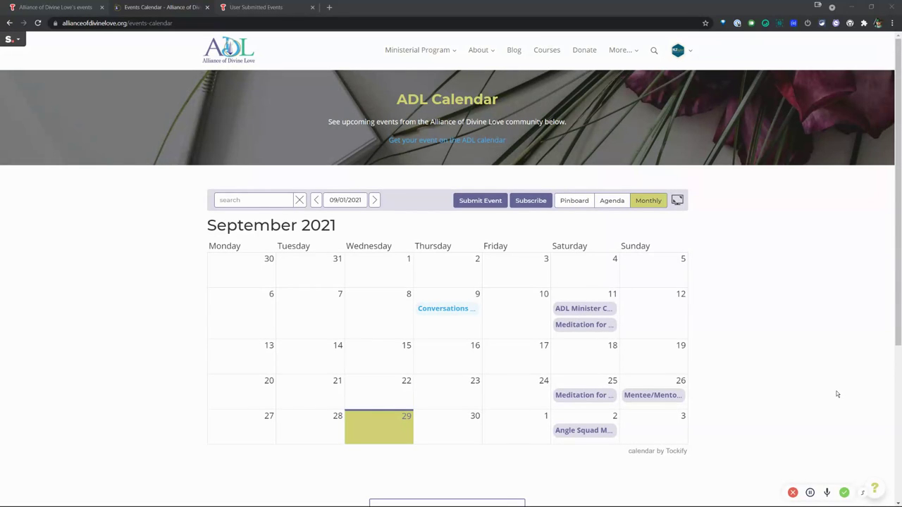 The New ADL Event Calendar - Alliance of Divine Love